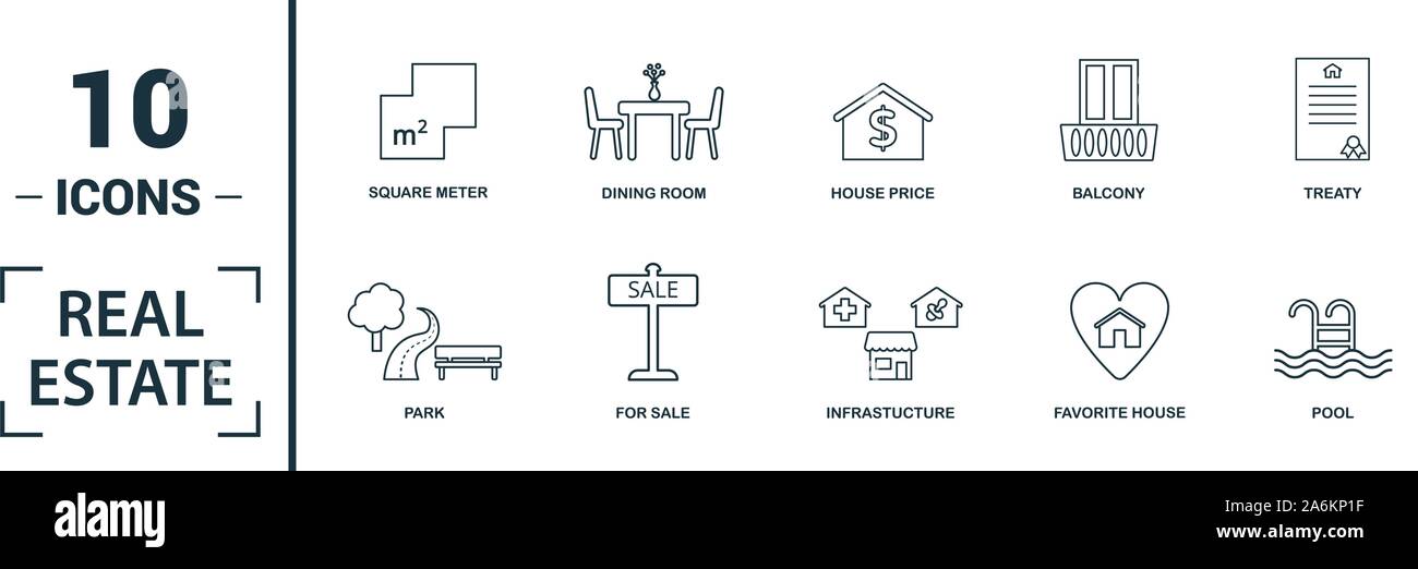 Real Estate icon set. Include creative elements for sale, rent sign ...