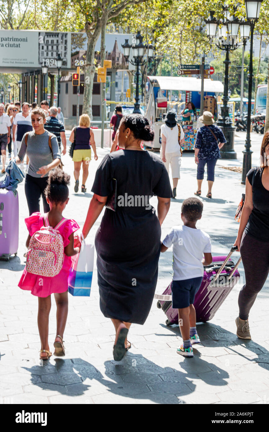 Barcelona Spain,Catalonia Catalunya,Passeig de Gracia,wide sidewalk ...