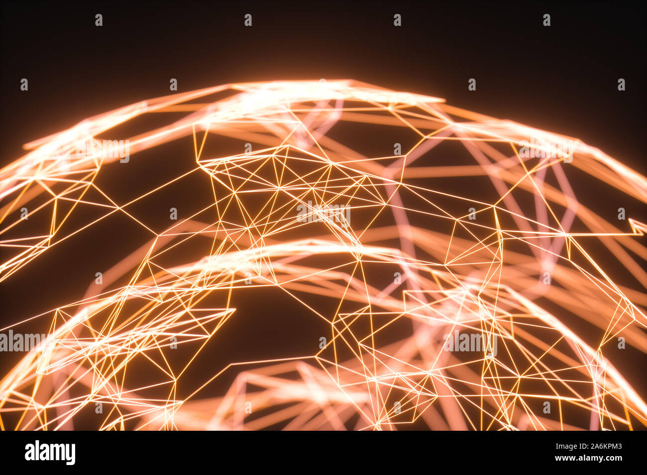 Glowing lines and creative geometries, 3d rendering. Computer digital ...