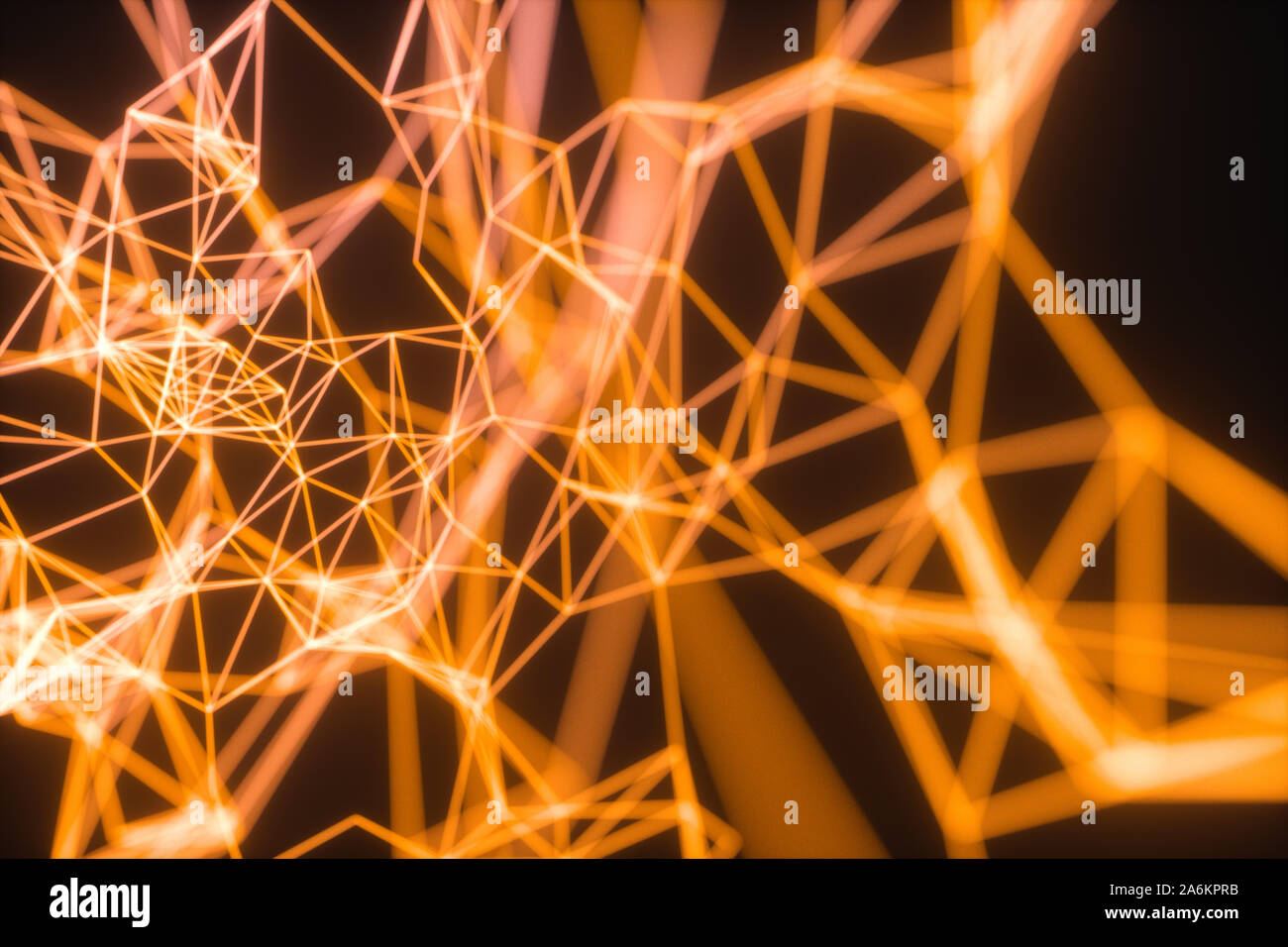 Glowing lines and creative geometries, 3d rendering. Computer digital ...