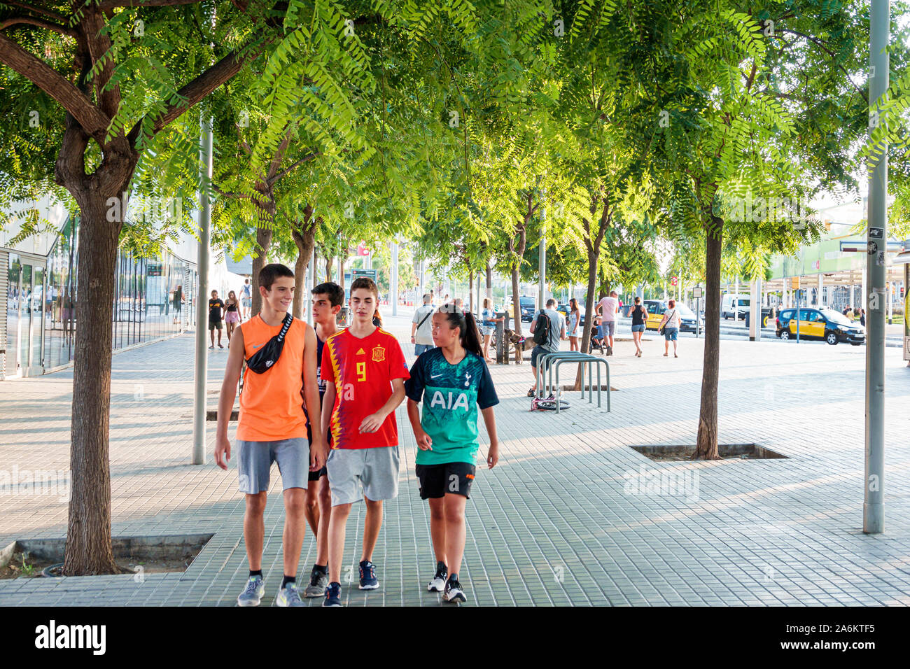 Barcelona Spain,Catalonia El Poblenou,Avinguda Diagonal Avenue,boy ...