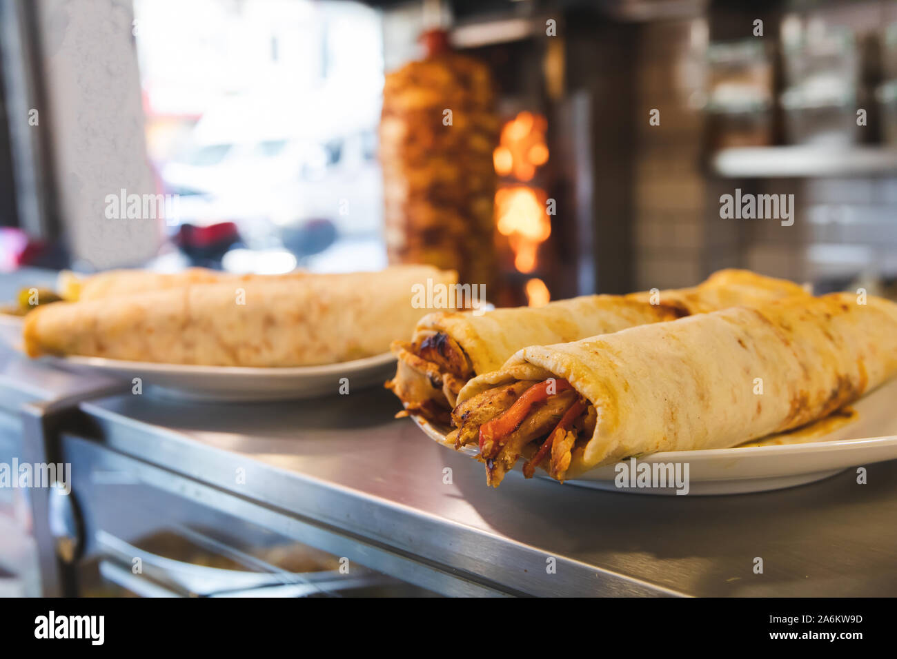 Traditional Turkish Doner Kebab meat. Shawarma or gyros. Turkish, greek ...