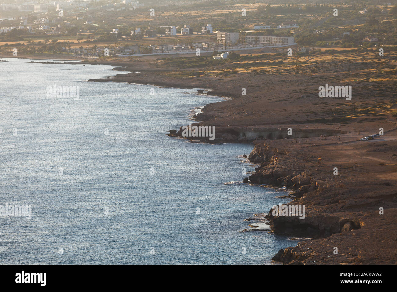 Cape Greko national park view. Rocks, hills, meadows and sea coast ...