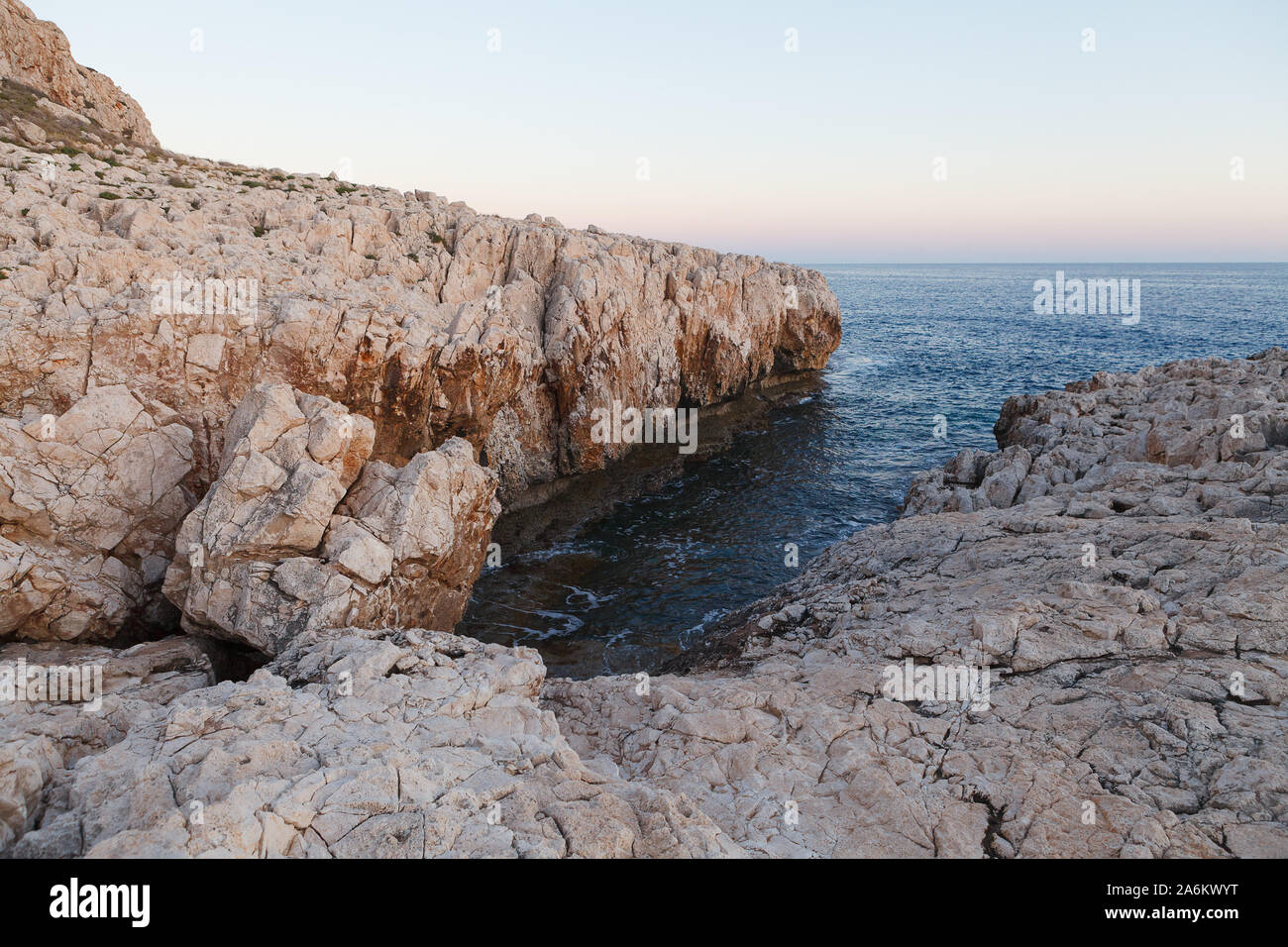 Cape Greko national park view. Rocks, hills, meadows and sea coast ...