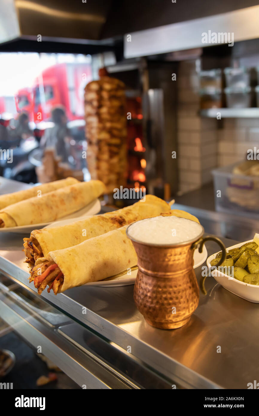 Traditional Turkish Doner Kebab meat. Shawarma or gyros. Turkish, greek ...