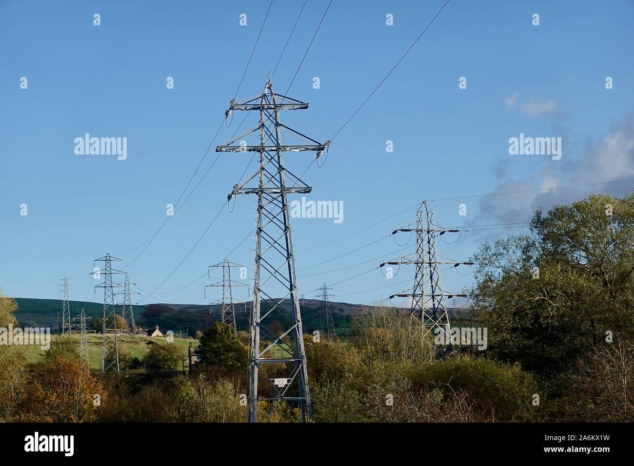 Pylons near New Mills, Derbyshire Stock Photo - Alamy