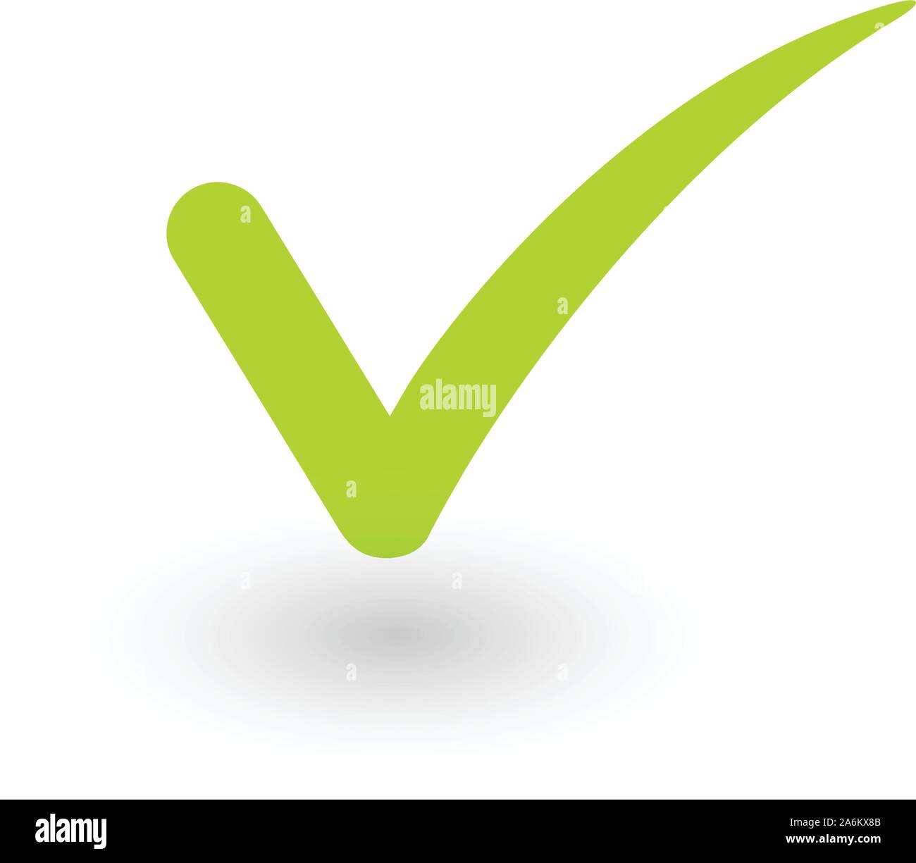 Green positive checkmark icon with shadow. Stock Vector illustration ...