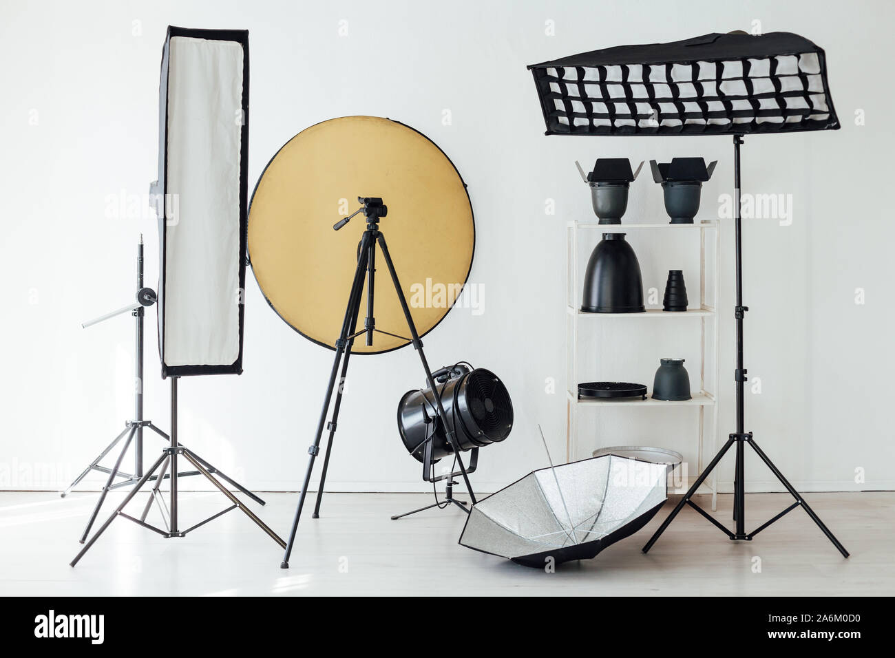 Photo studio equipment flash accessories photographer light Stock Photo ...