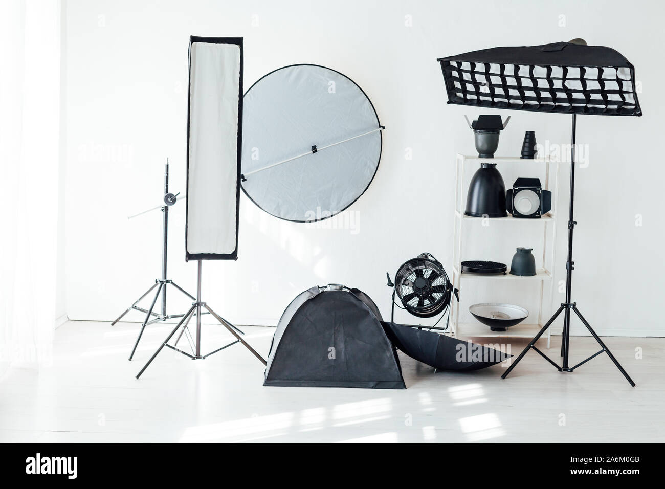 Photo studio equipment flash accessories photographer light Stock Photo ...