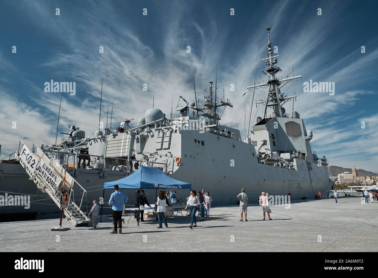 Spanish navy frigate Almirante Juán de Borbón (F-102). Port of Málaga ...