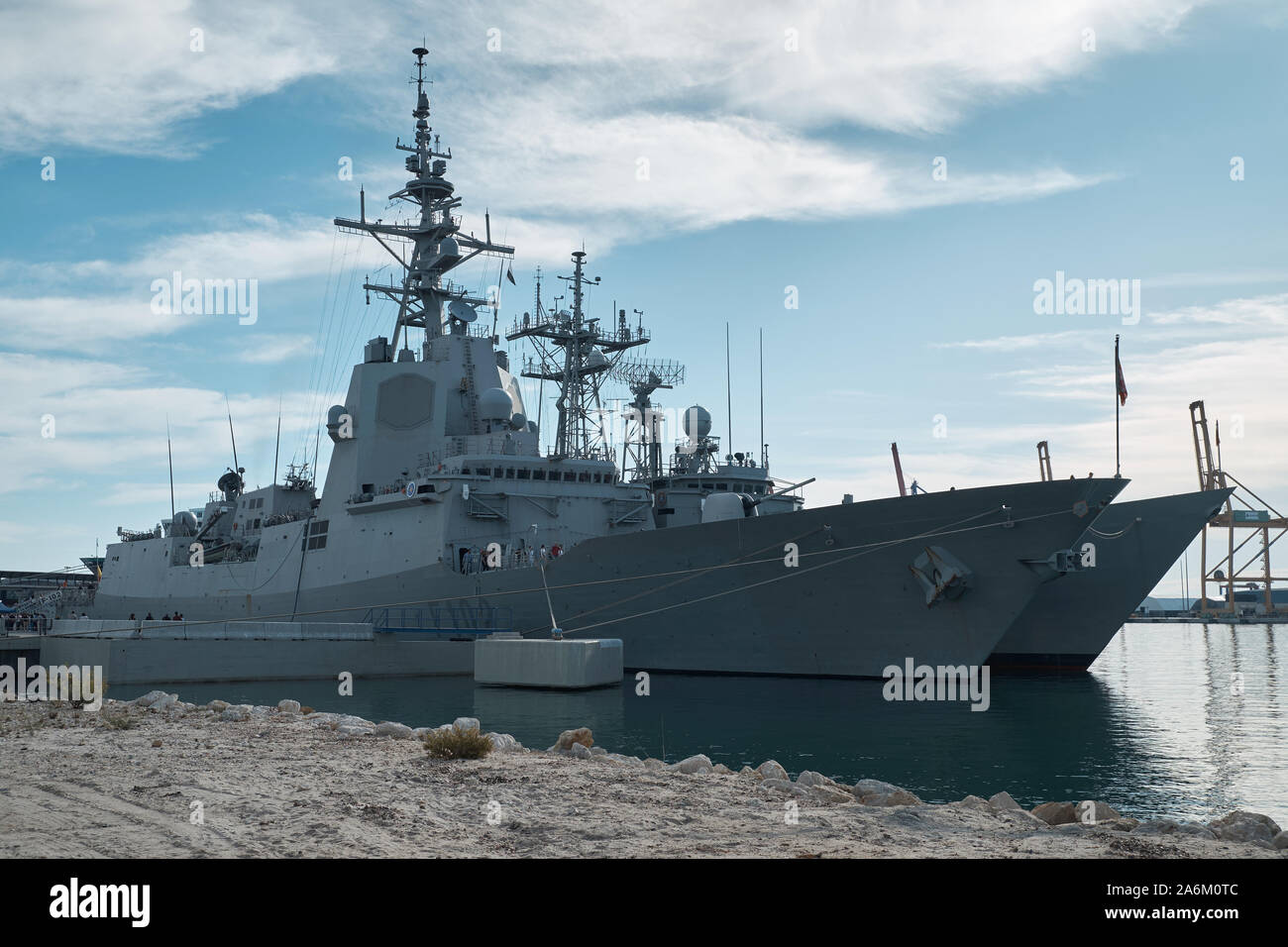 Spanish navy frigates Almirante Juán de Borbón and Reina Sofía. Port of ...