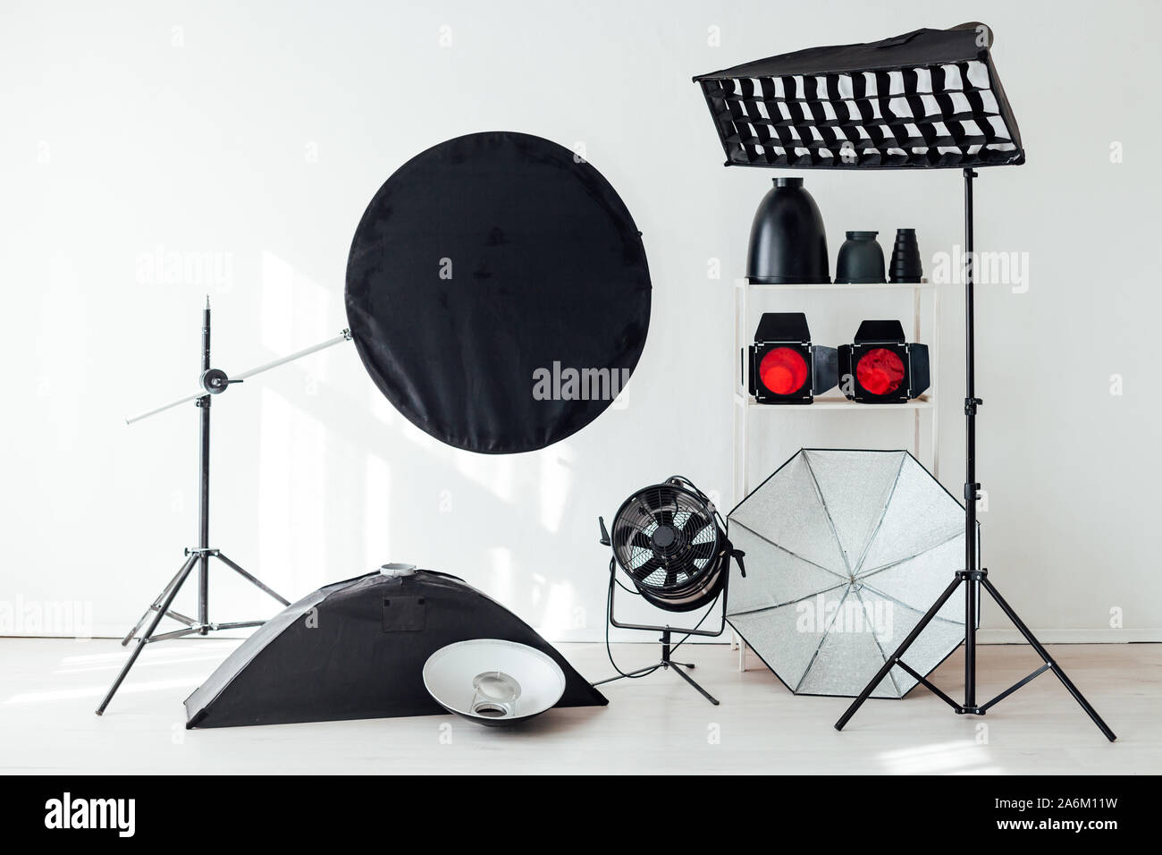 Photo studio equipment flash accessories photographer light Stock Photo ...