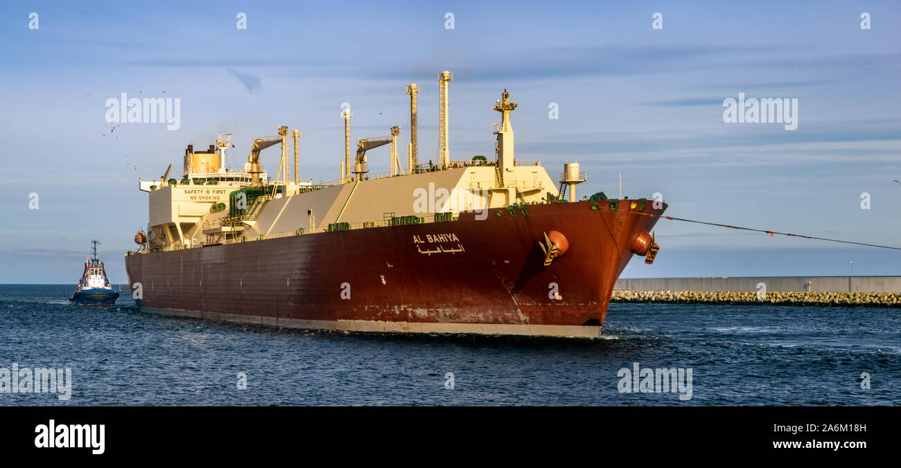 Swinoujscie, Poland-October 27, 2019: Introduction of the Lng Al Bahiya ...
