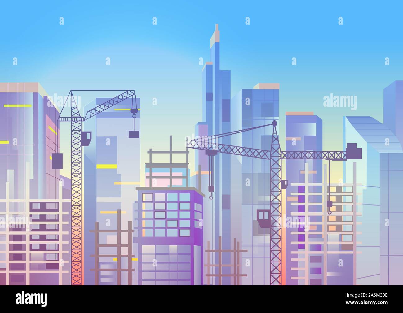 Modern skyscraper under construction crane Stock Vector Images - Alamy