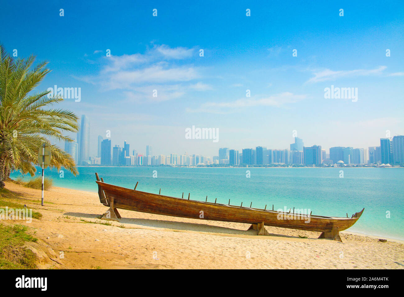 Modern arabic City of Abu Dhabi. Landscape and cityscape panorama with ...