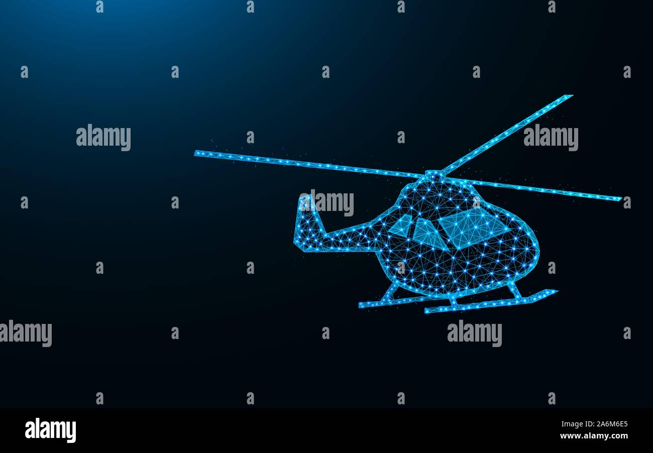 Helicopter low poly design, air transport abstract geometric image ...