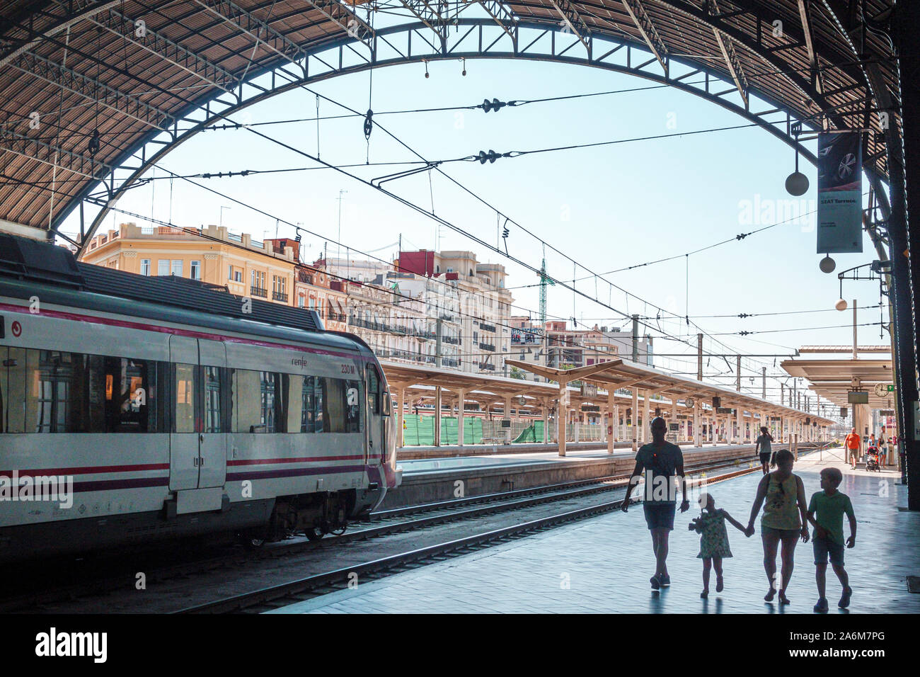 Valencia Spain Estacio del Nord Renfe train railway station platform ...