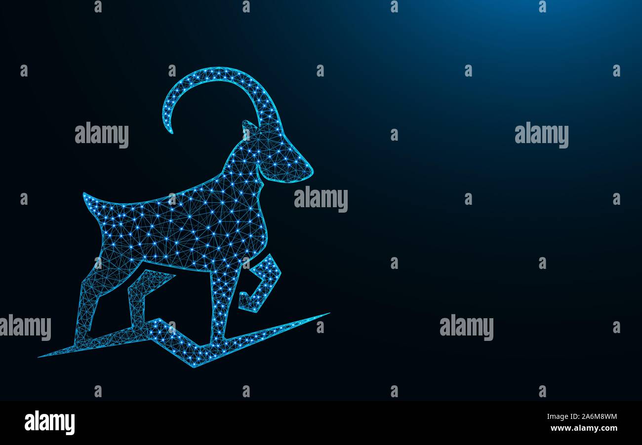 Powerful mountain goat low poly design, animal abstract geometric image ...