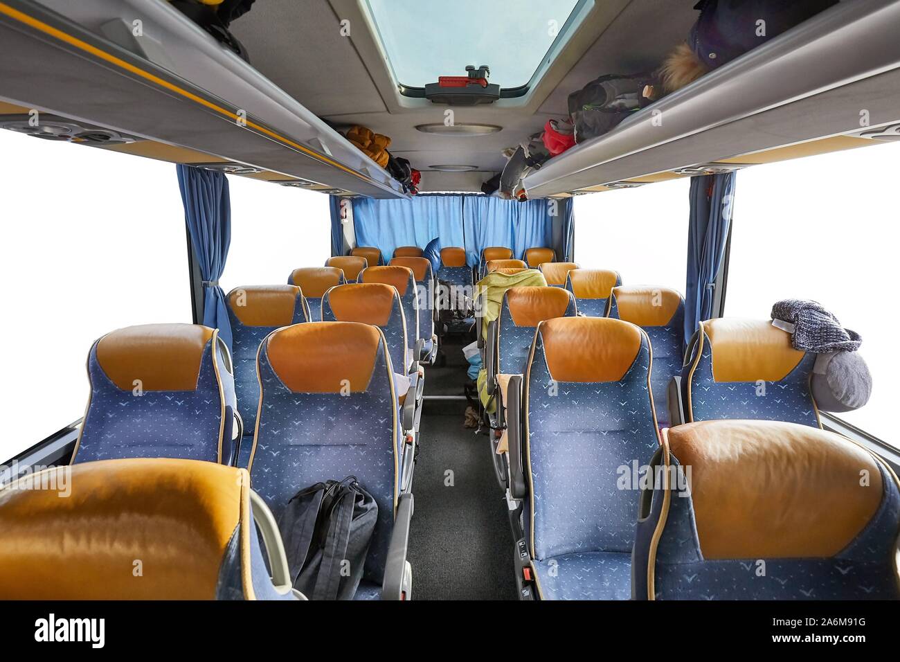 Bus interior seats Stock Photo - Alamy