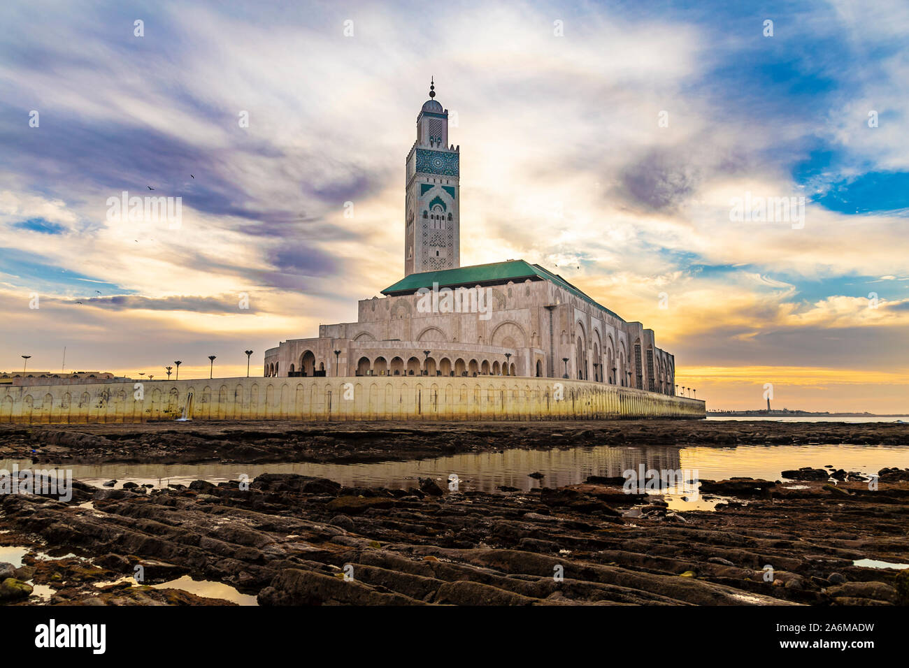 View of Hassan II mosque at sunset - The Hassan II Mosque or Grande ...