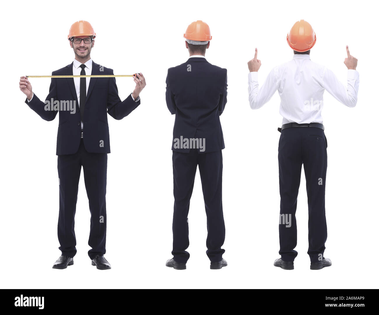 in full growth .qualified engineer architect isolated on white Stock ...