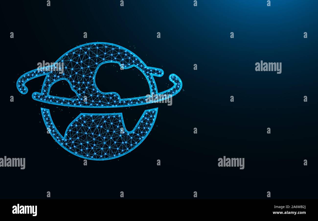 Planet poly design, Earth orbit abstract geometric image, space ...