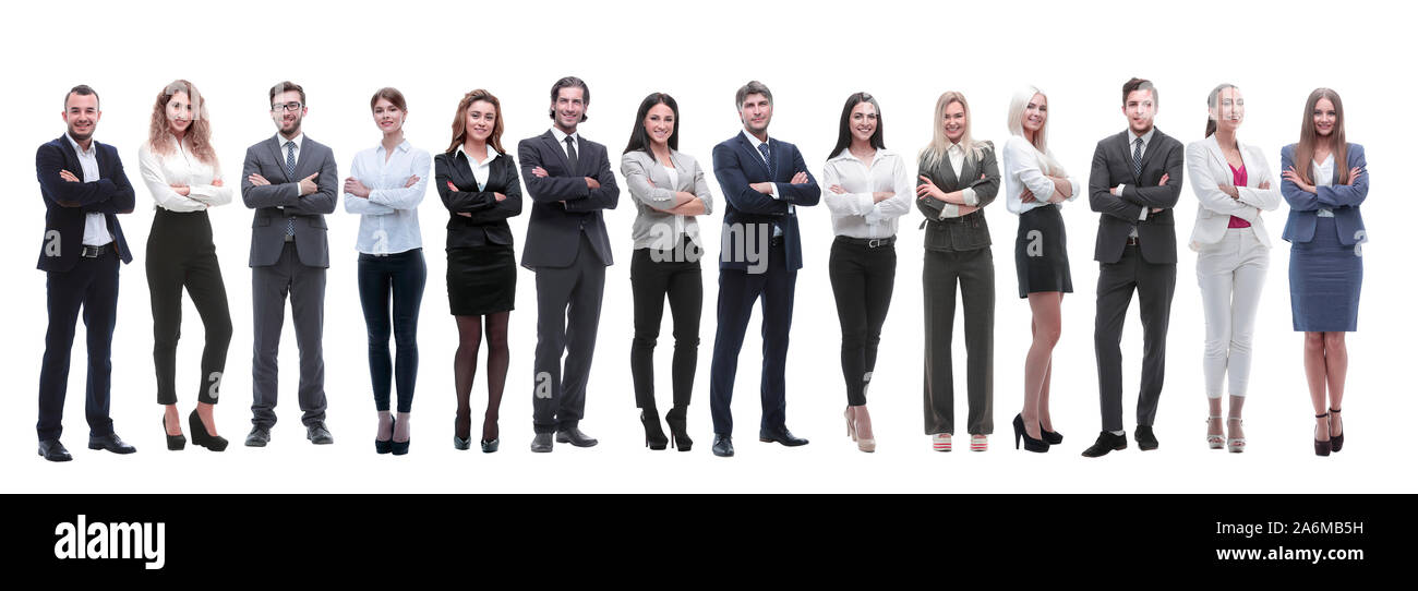 panoramic photo of a big business team standing together Stock Photo ...