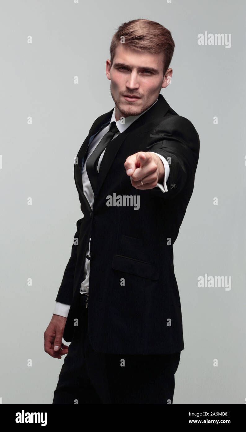 closeup of a confident businessman pointing his finger forward Stock ...