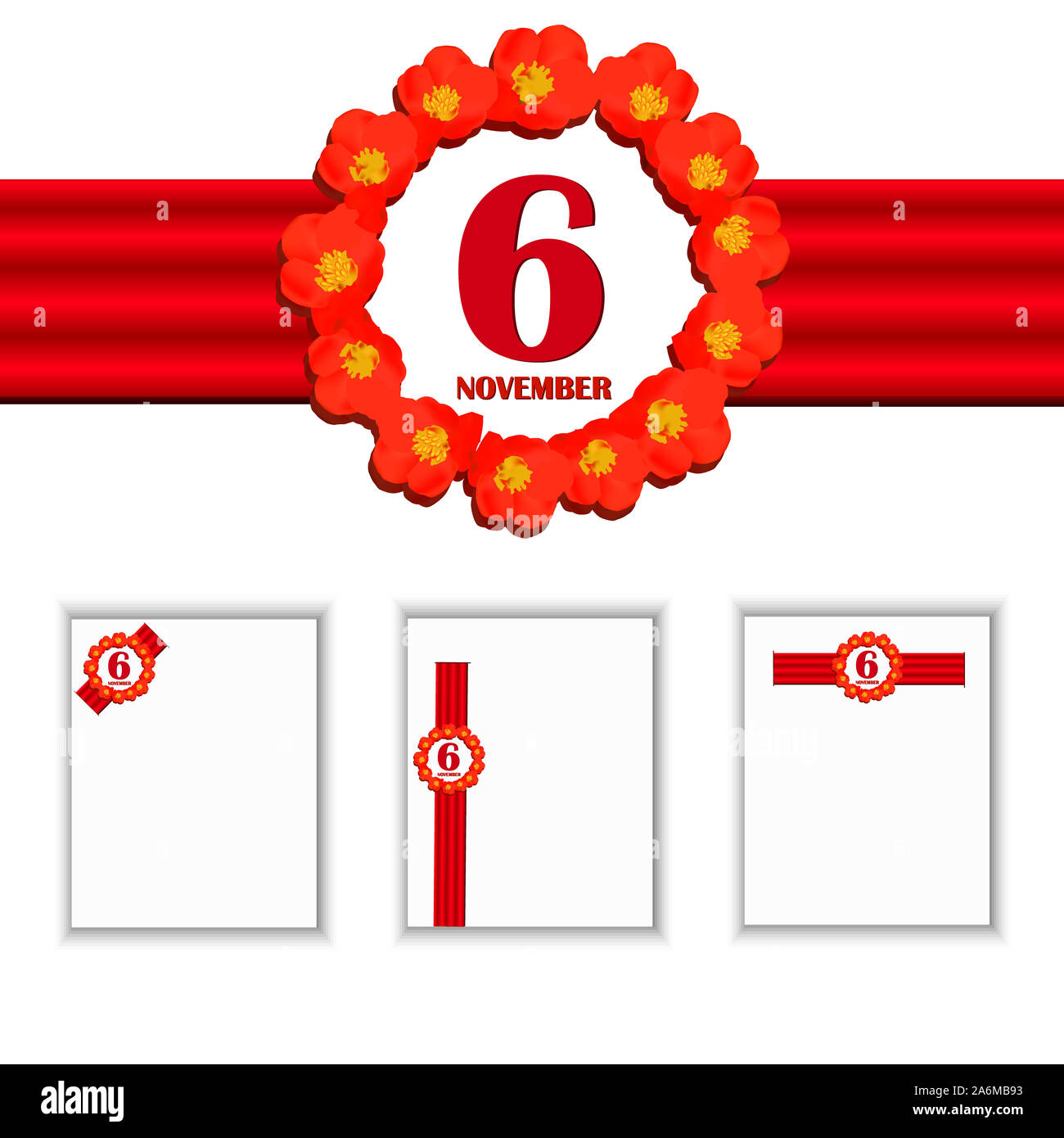 November 6 design icon. For planning important day. Blanks for holidays ...