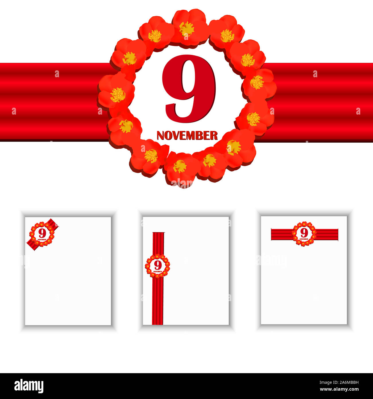 November 9 design icon. For planning important day. Blanks for holidays ...