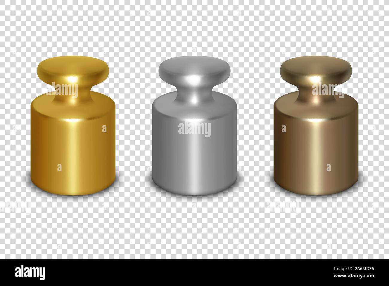 Vector 3d Realistic Metal Golden, Silver, Bronze Calibration Laboratory ...