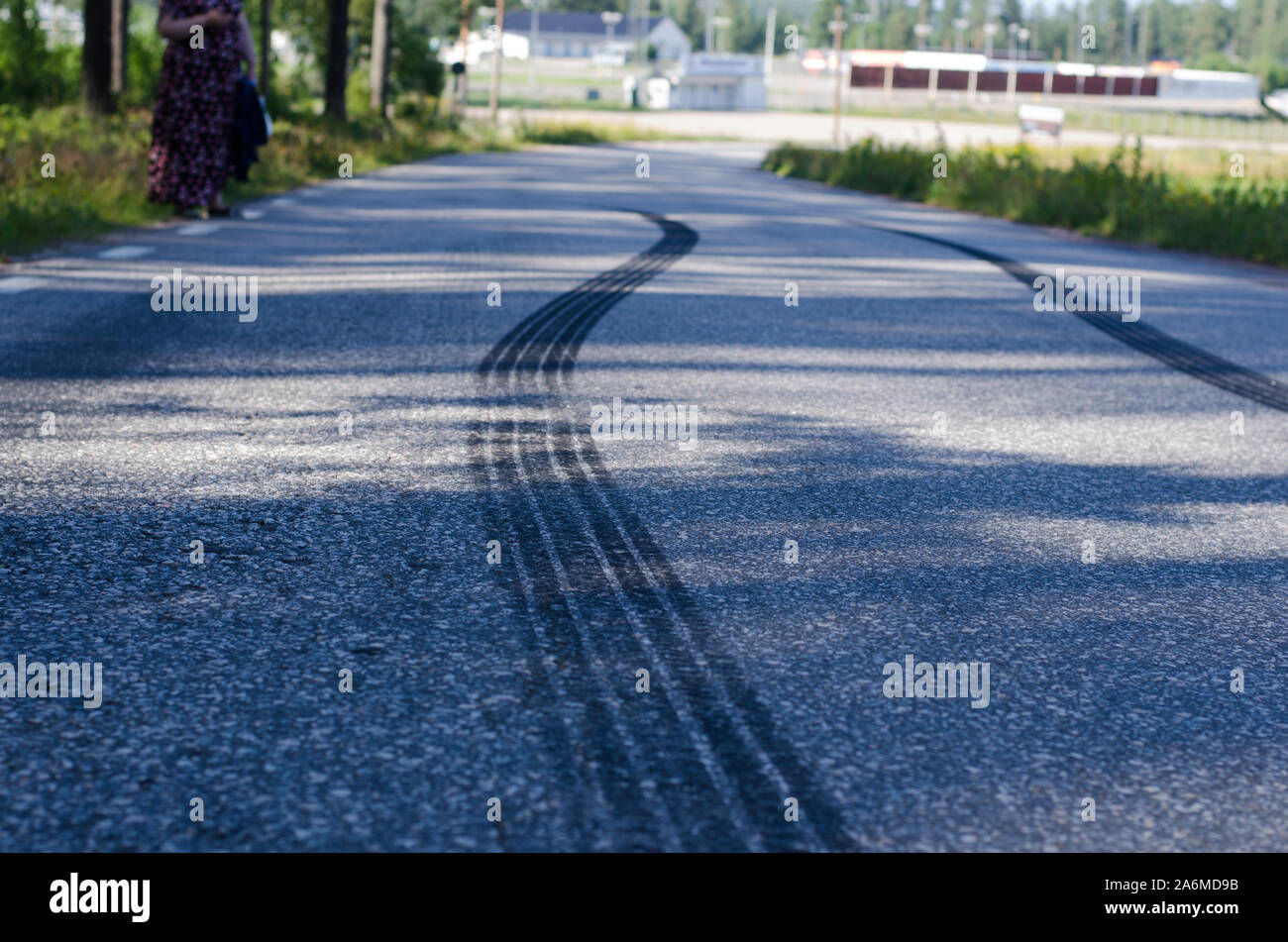 Skidmarks on a road hi-res stock photography and images - Alamy