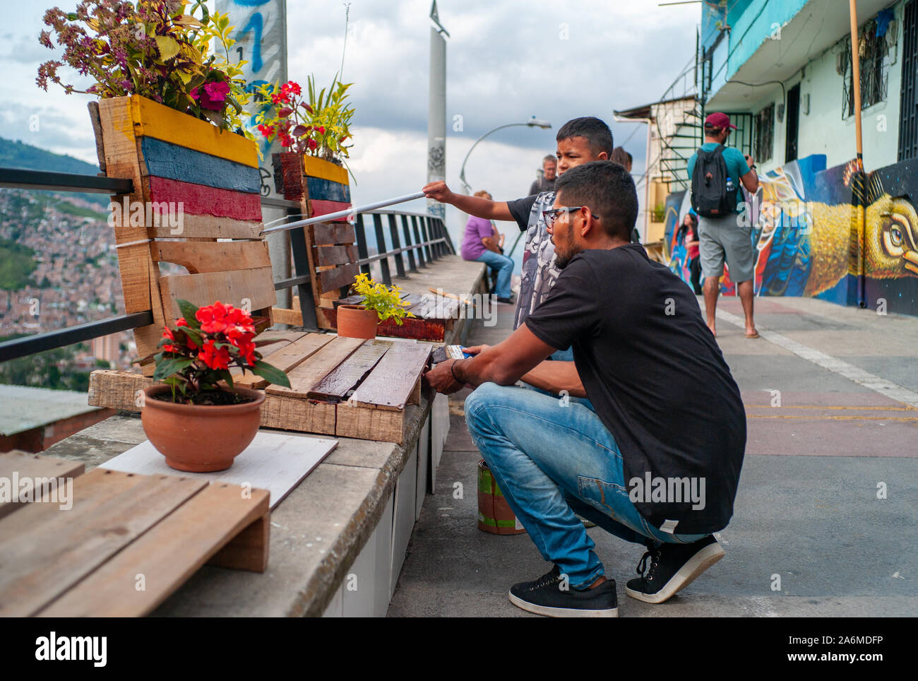 Medellin, Antioquia / Colombia - August 11 2019: Little Boy Painting ...