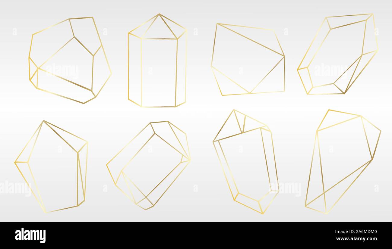 Vector set of luxury golden crystal shapes. Isolated illustration ...