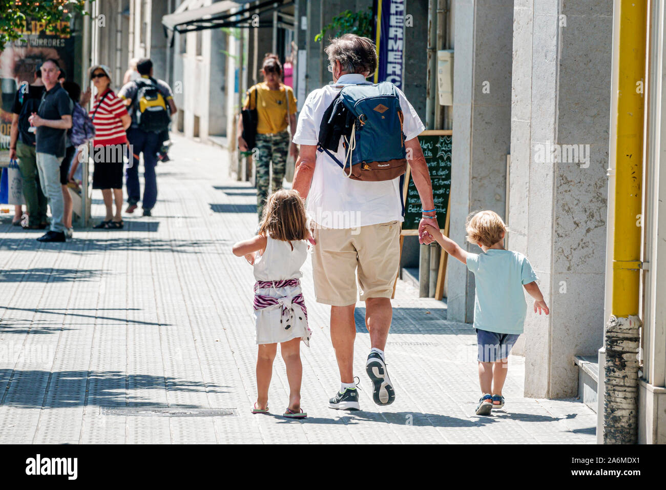 Barcelona Spain,Catalonia Catalunya,Plaza de Francesc Macia,sidewalk ...