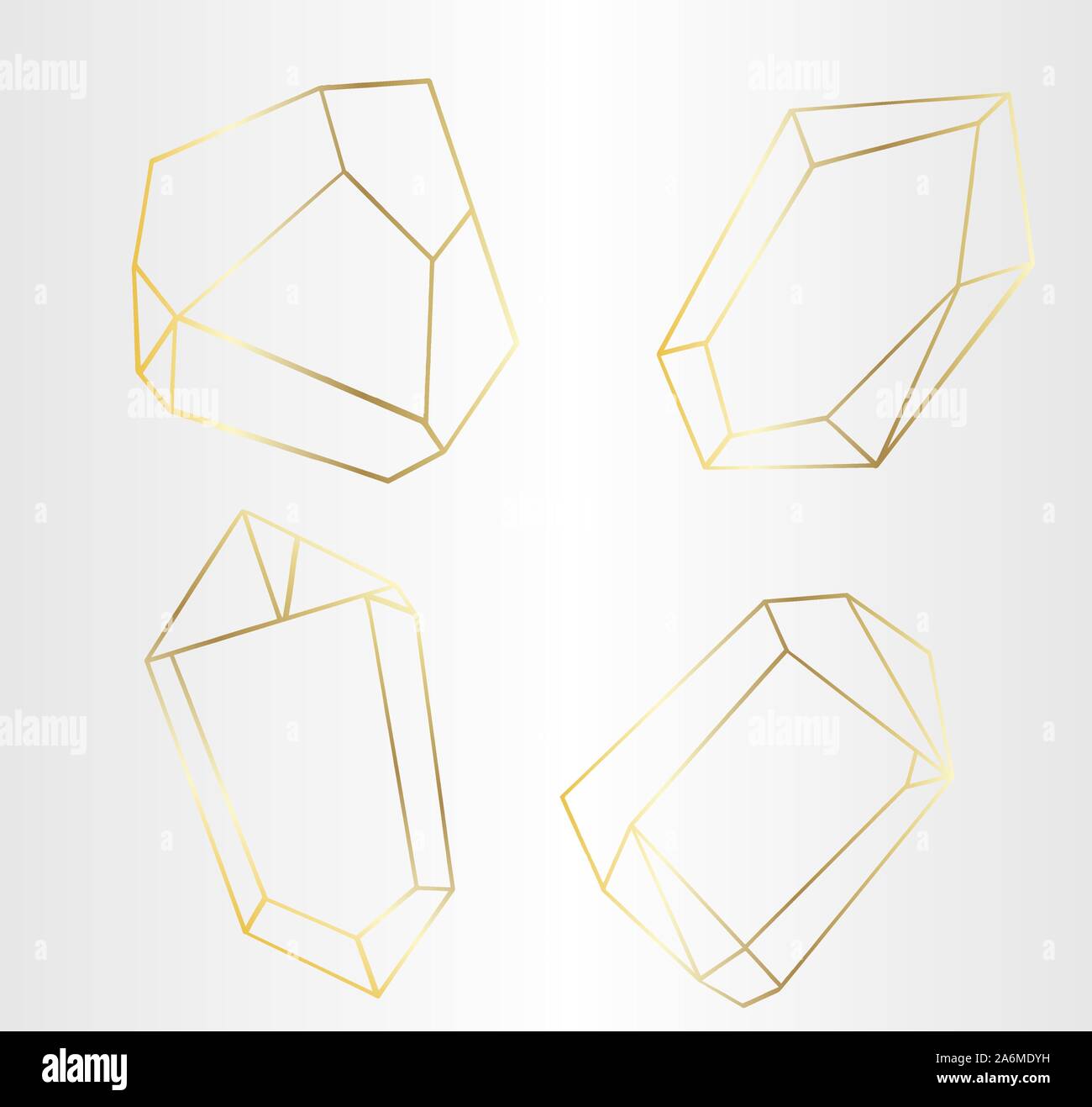 Vector set of luxury golden crystal shapes. Isolated illustration ...