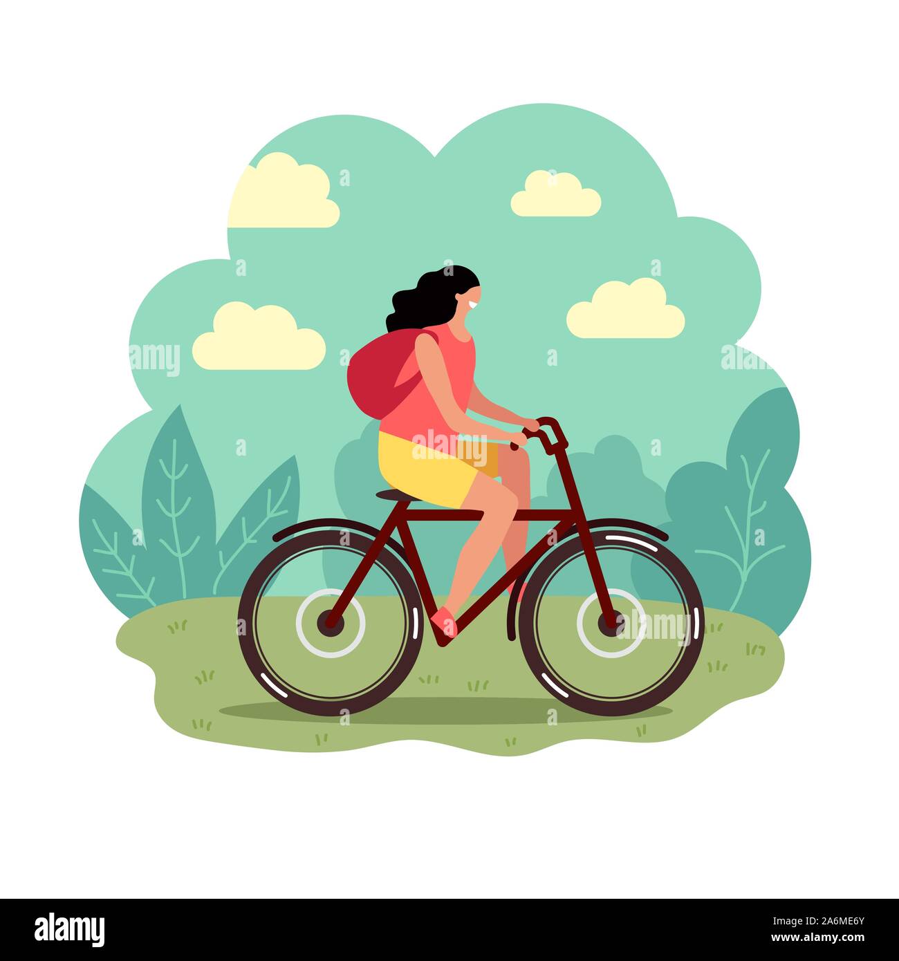 Bicycle vector bikers people character biking on cycle isolated on ...