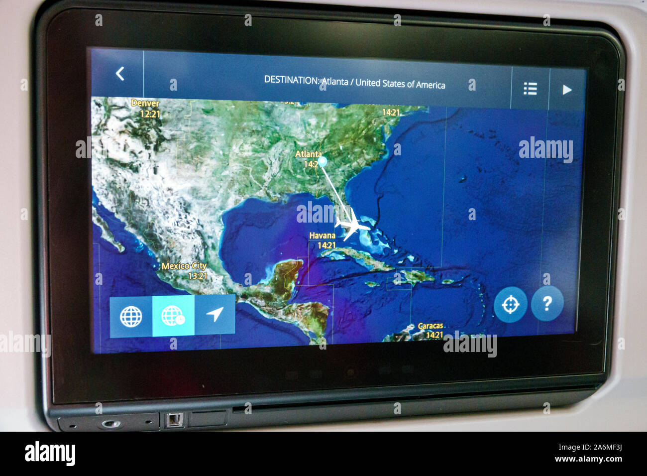 Delta airlines inside interior business class cabin hi-res stock ...