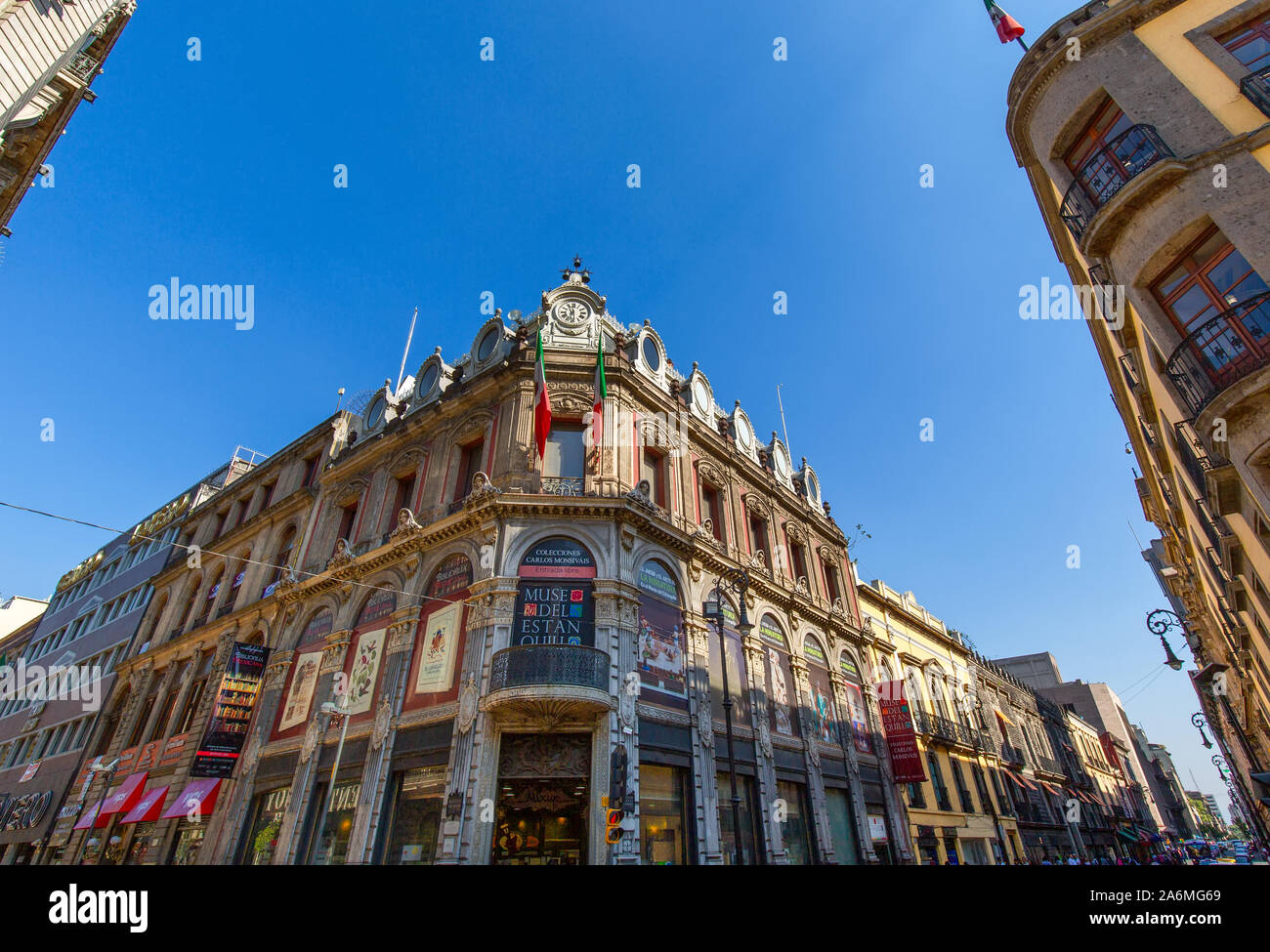 Mexico City, Mexico-12 April, 2019: Mexico City streets in historic ...