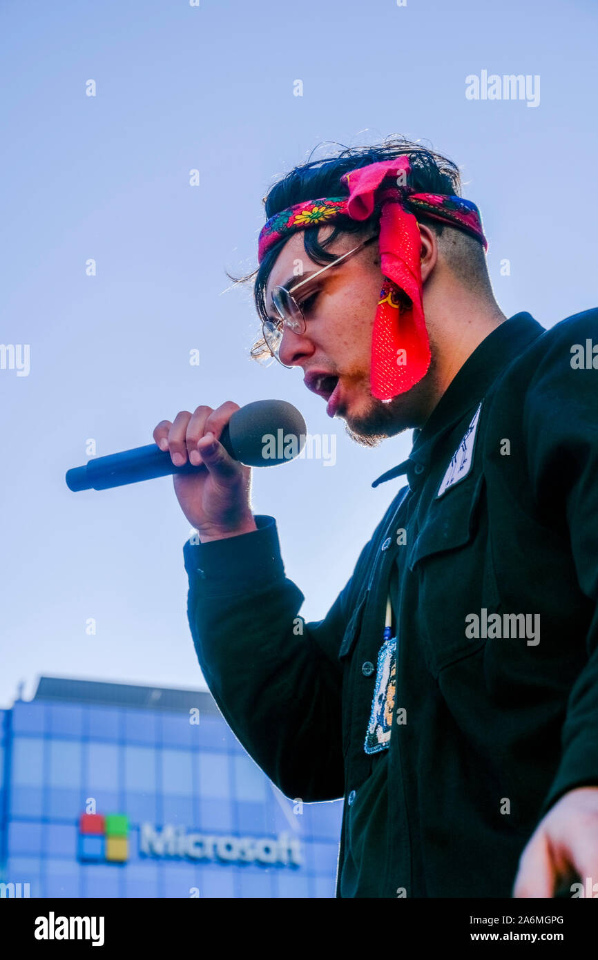 Indigenous activist Cedar George Parker at Climate Strike with Greta ...