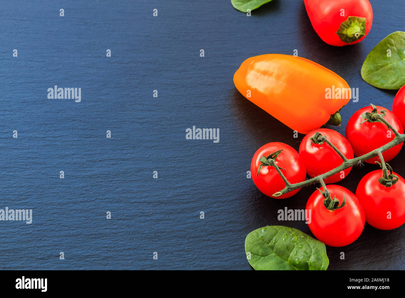 Fresh vegetables from above with negative space for text and graphics ...
