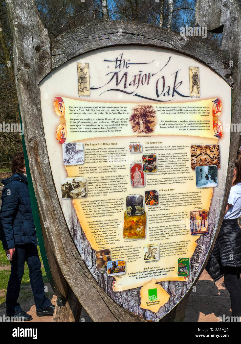The Major Oak Information Board, Sherwood Forest, Nottinghamshire Stock ...