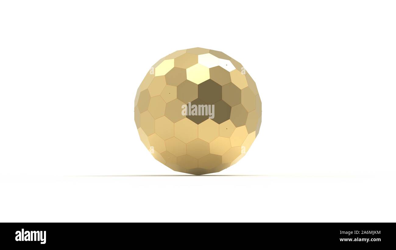3d rendering of a honeycomb hexagon sphere isolated on white Stock ...