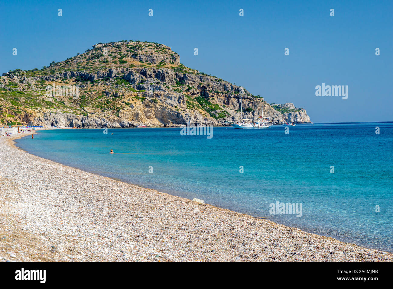 Sunny day on Afandou Beach on the Island of Rhodes Greece Europe Stock ...