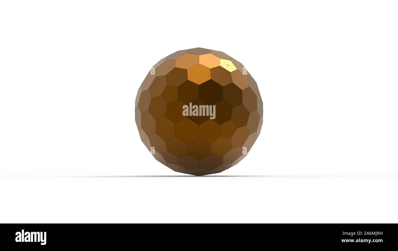 3d rendering of a honeycomb hexagon sphere isolated on white Stock ...