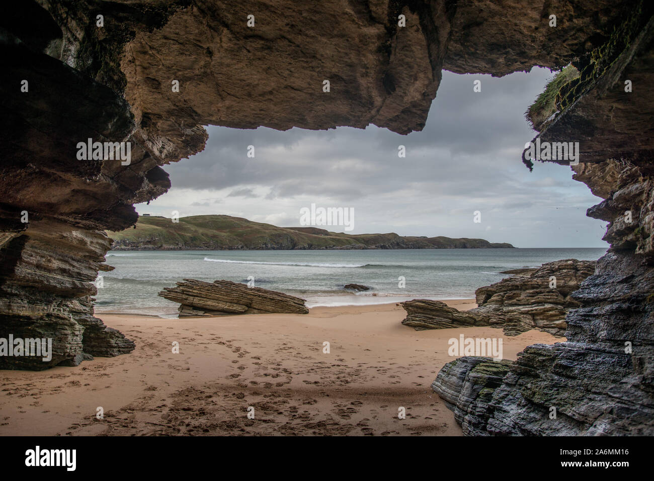 Cave on Strathy Beach in sutherland, scotland Stock Photo - Alamy