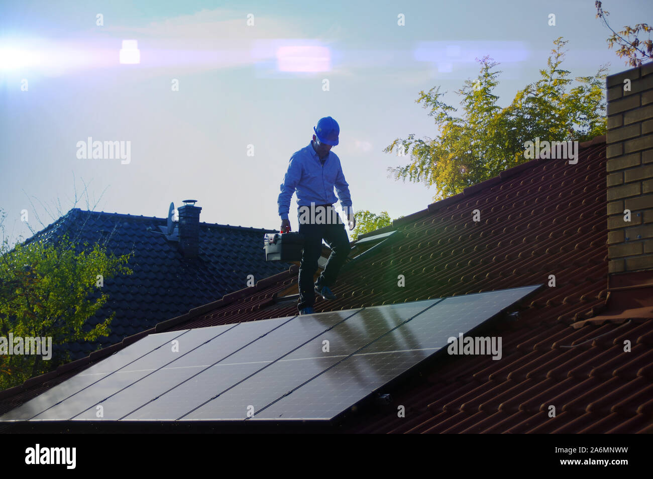 Engineer installs solar panels hi-res stock photography and images - Alamy