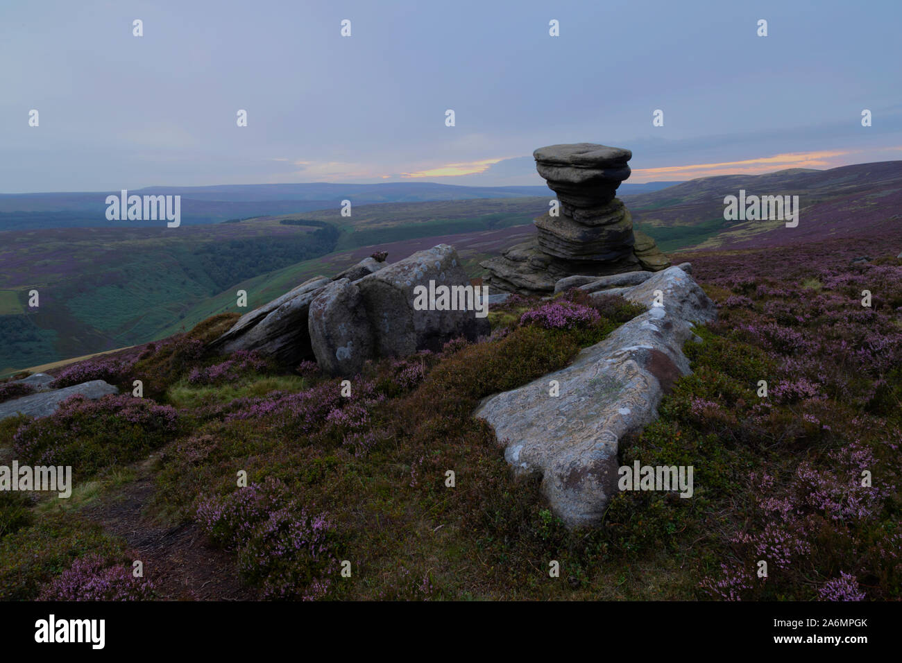 The Salt Cellar at sunset on Derwent Edge in Derbyshire Stock Photo - Alamy