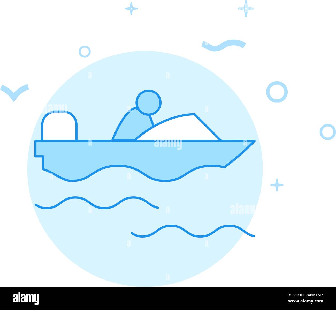 Powerboat, motorboat with driver vector icon. Flat illustration. Filled ...