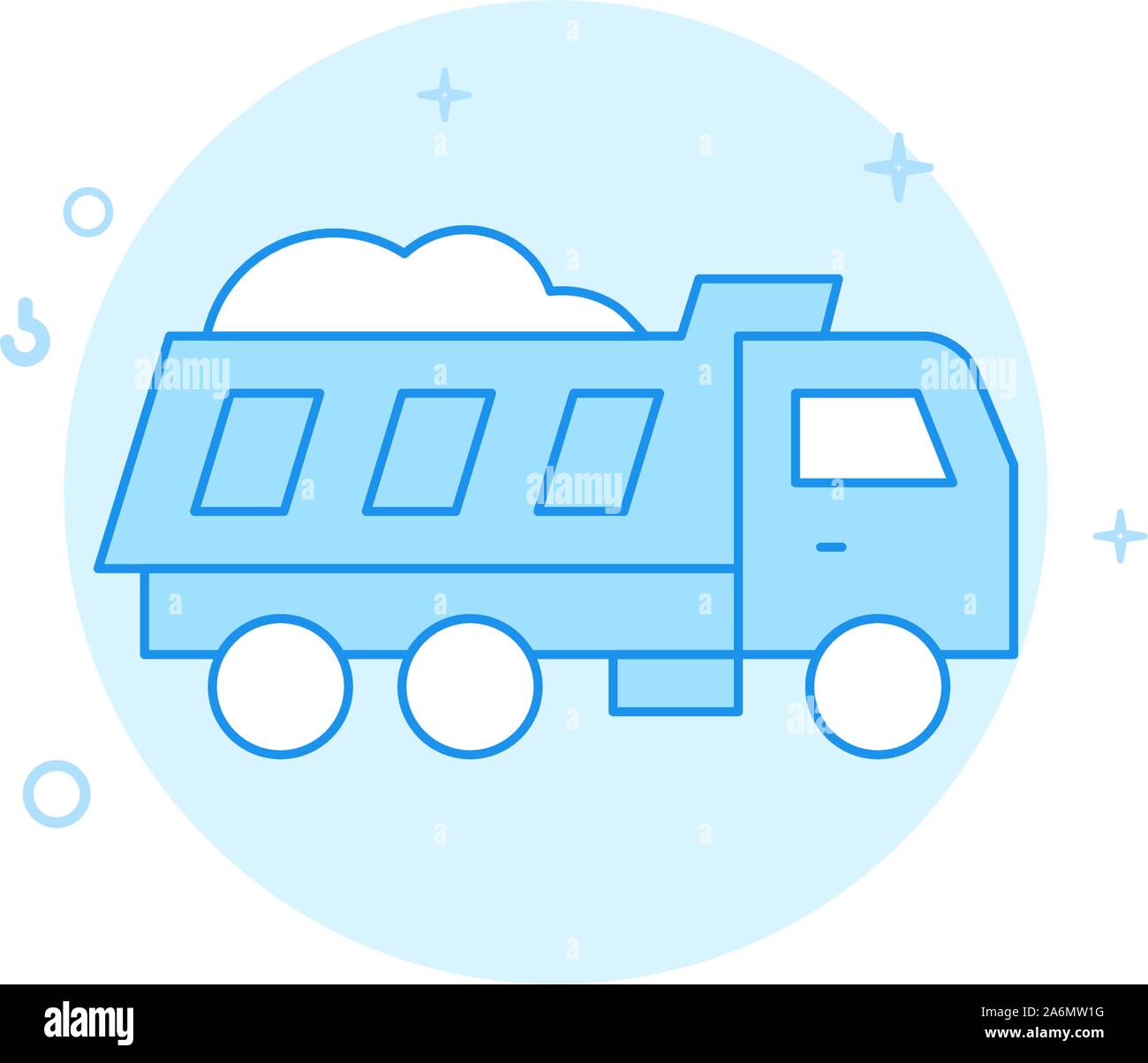 Dumper, tipper vector icon. Flat illustration. Filled line style. Blue ...
